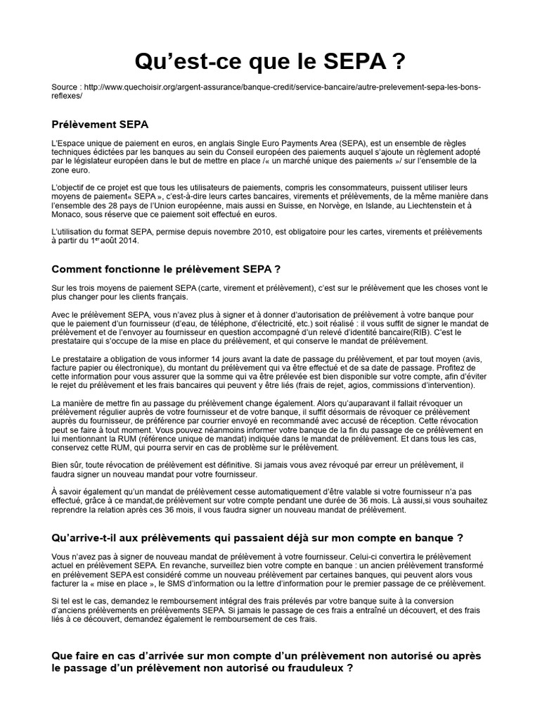 Conseils SEPA | PDF