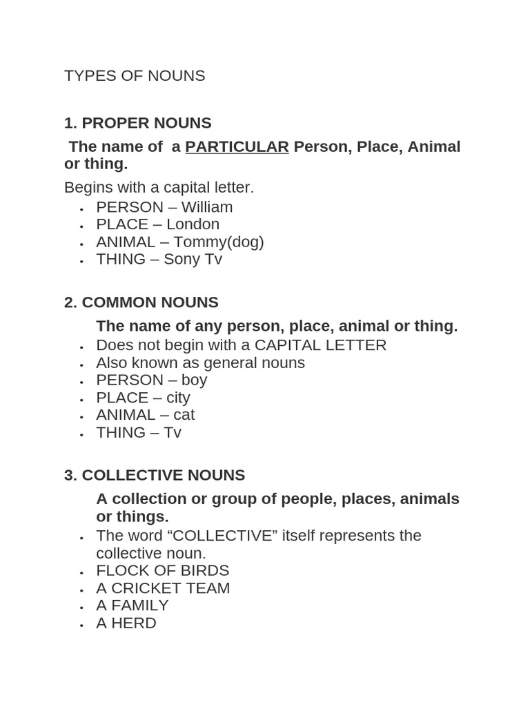 Types of Nouns | PDF