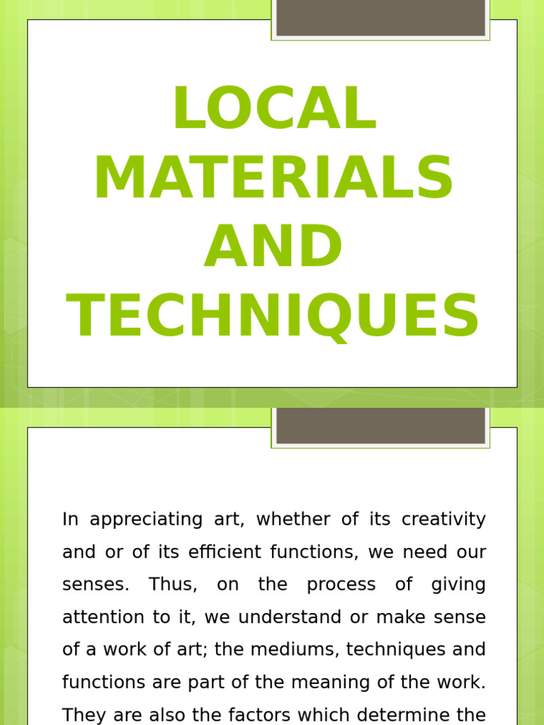 Local Materials and Techniques | PDF