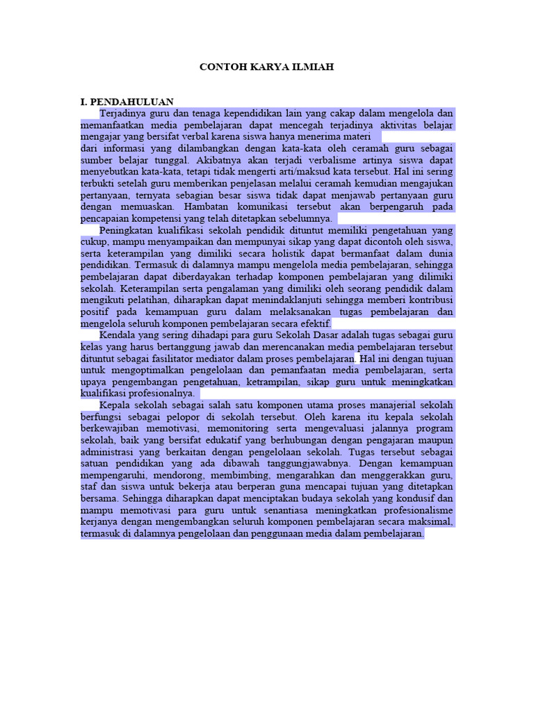 Contoh Karya Ilmiah | PDF