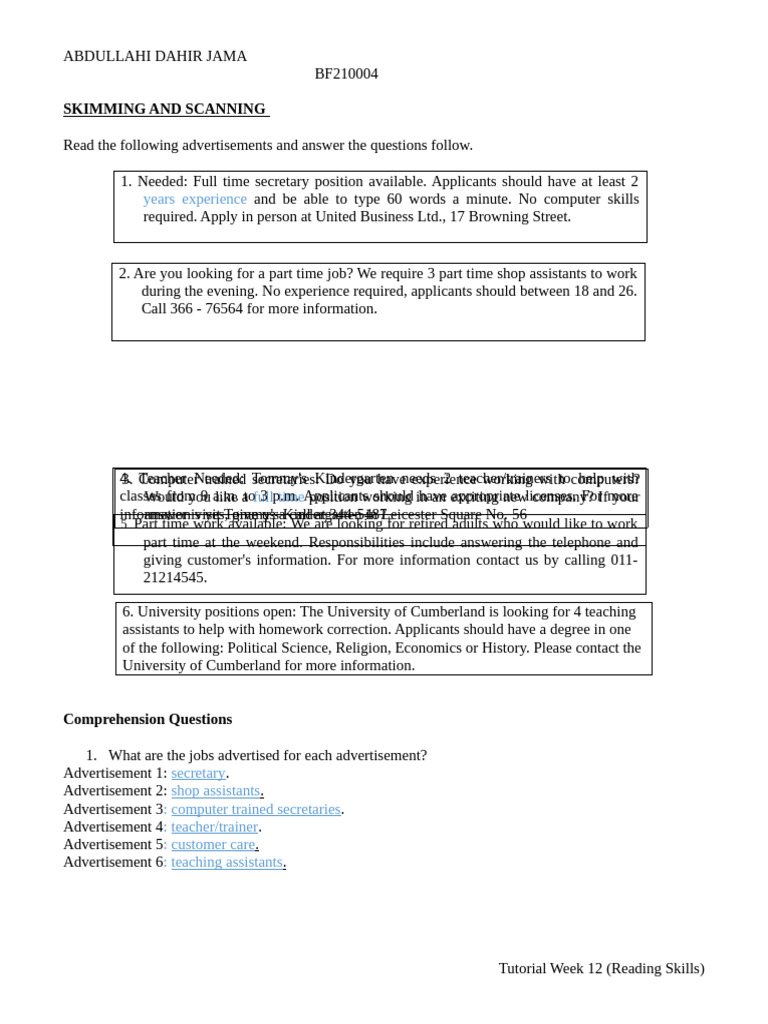Week 12 Tutorial | PDF