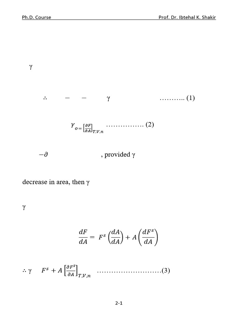 Lecture 2 Interfacial Phenomena 2024 | PDF