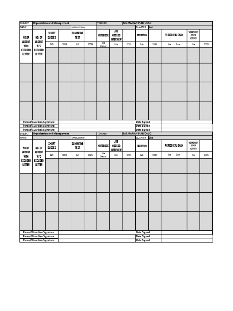 Score Sheet Oam 2ndqrtr | PDF