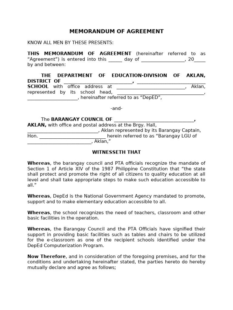 MEMORANDUM-OF-AGREEMENT-DCP-Counterpart | PDF
