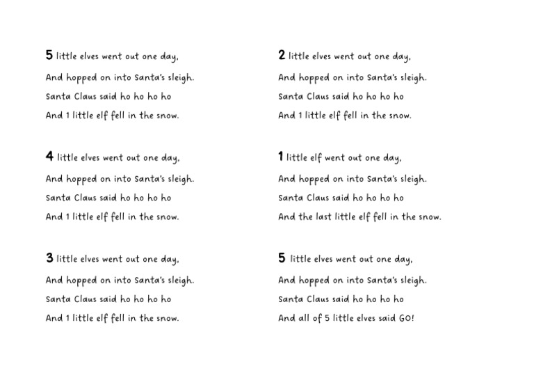 5 Little Elves Lyrics | PDF