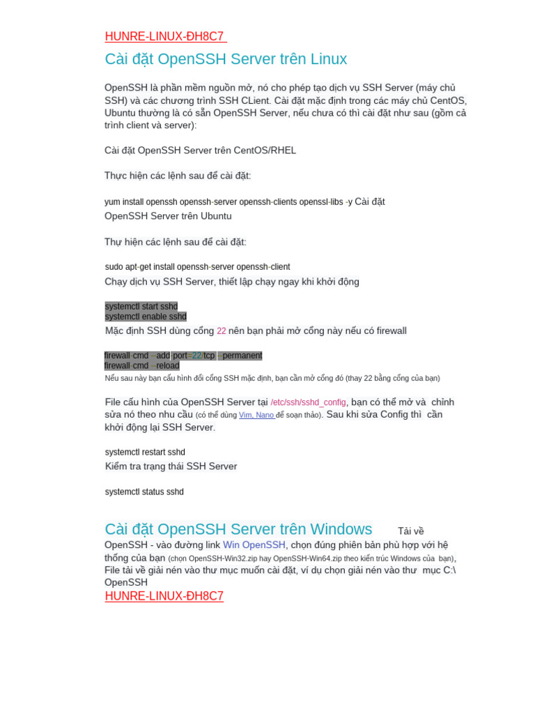 Lab2 - Cấu hình SSH trên Centos8 | PDF