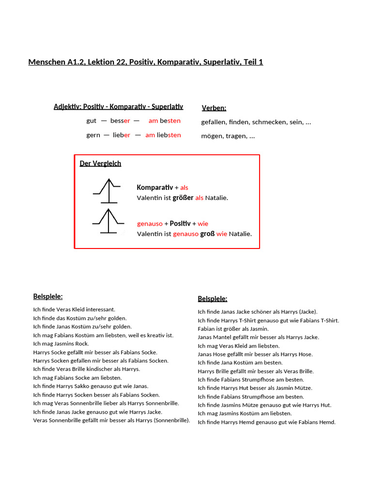 Positiv Komparativ Superlativ | PDF