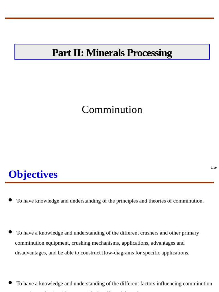 Lecture 2a Comminution | PDF