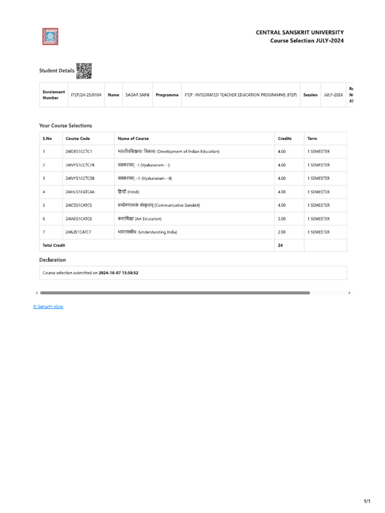 Itep 1th Semester Syllabus | PDF