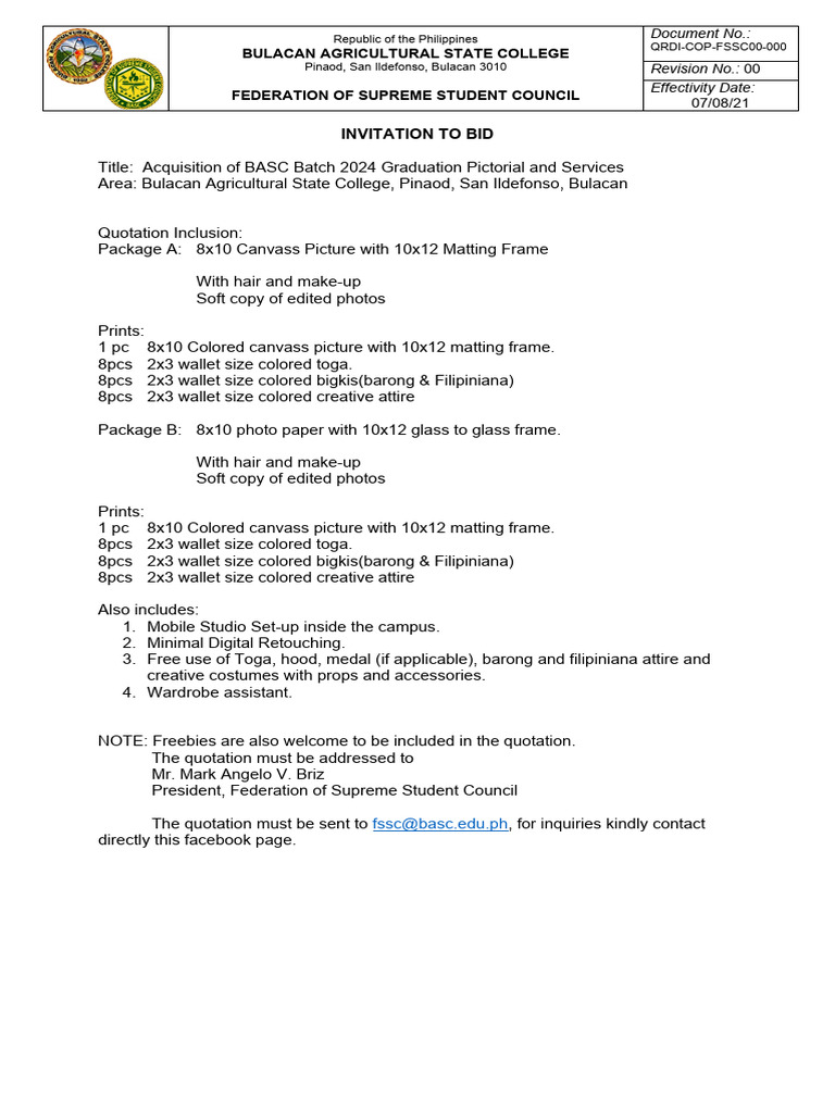 BATCH 2024 Invitation To BId | PDF