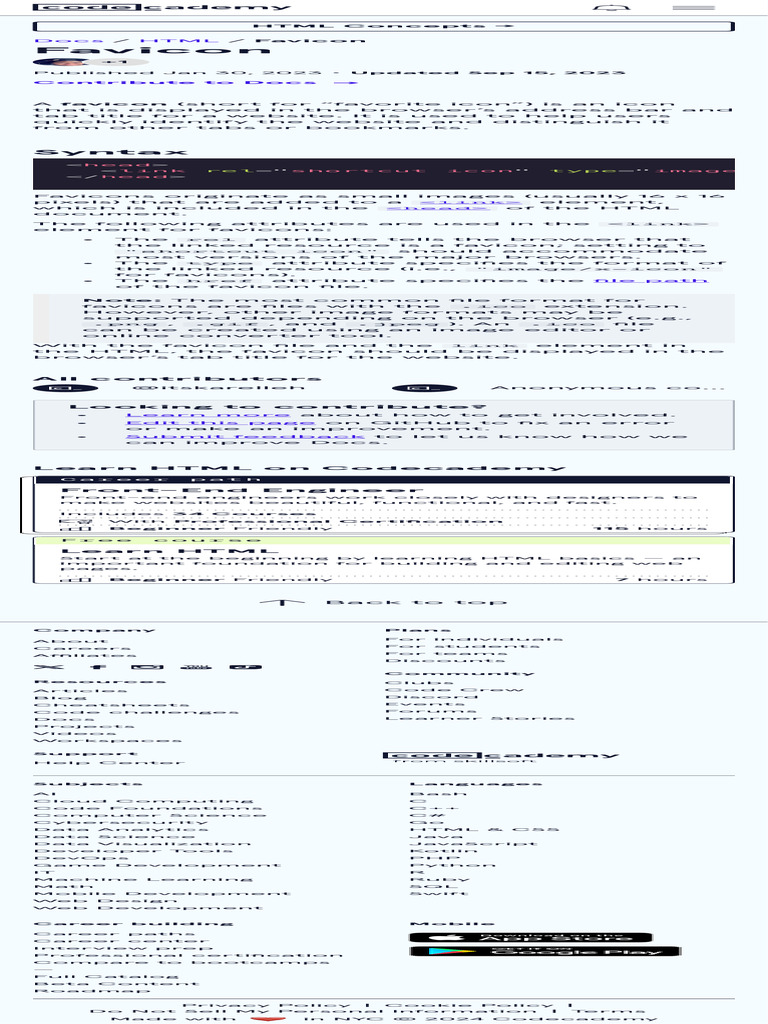 HTML Favicon Codecademy | PDF