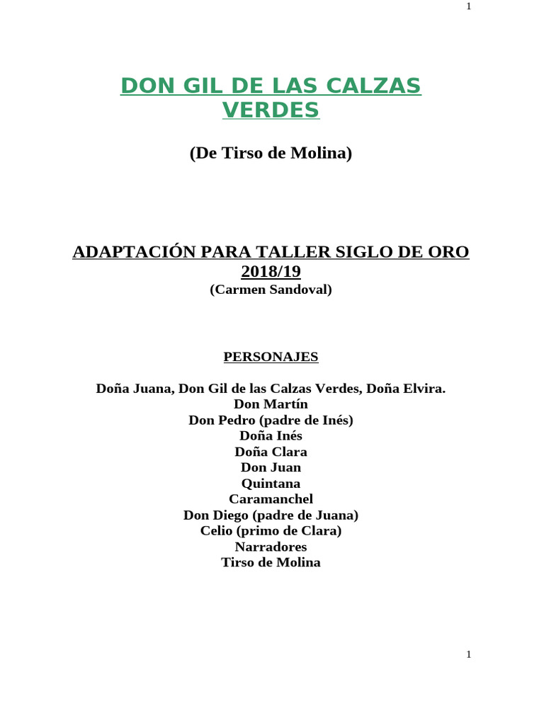 Adaptación Completa Don Gil | PDF