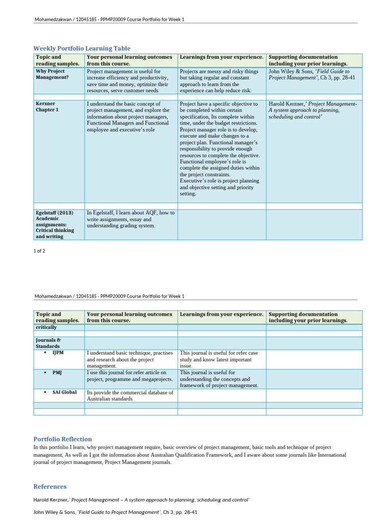 Week 1 Project Management Insights | PDF | Project Management | Business