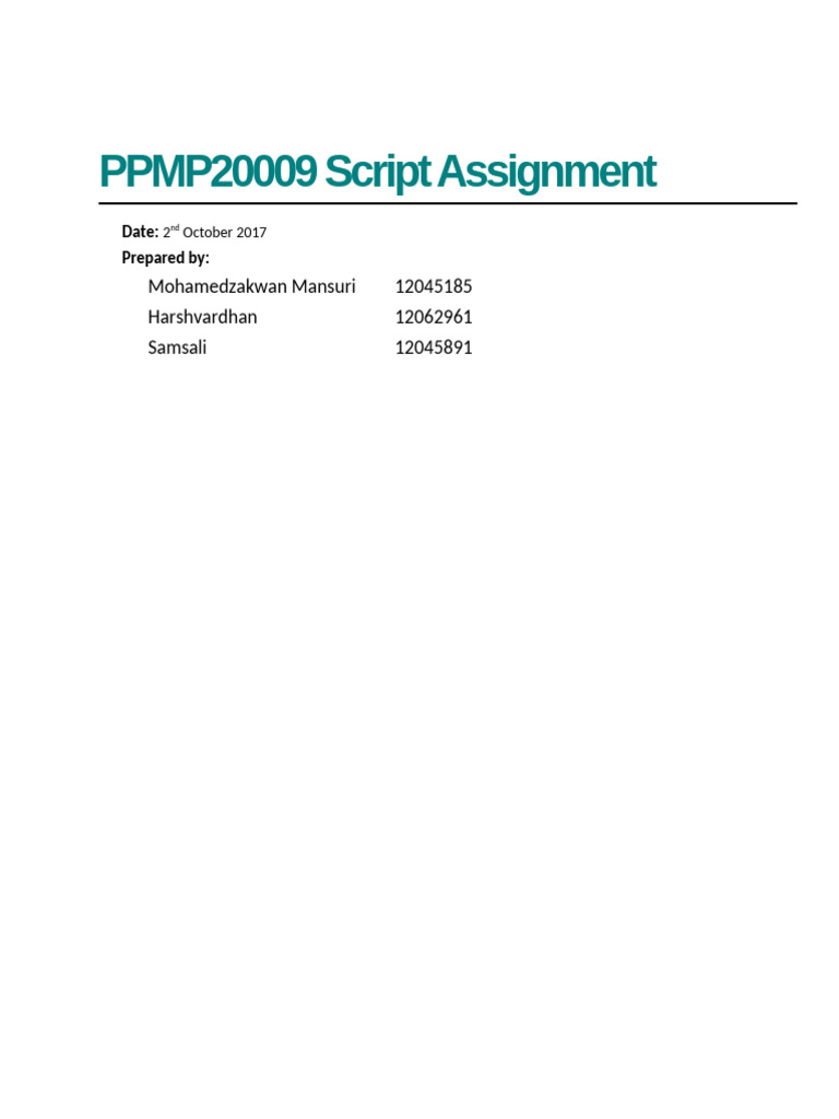 PPMP20009 Script Assignment | PDF | Project Management | Finance & Money Management
