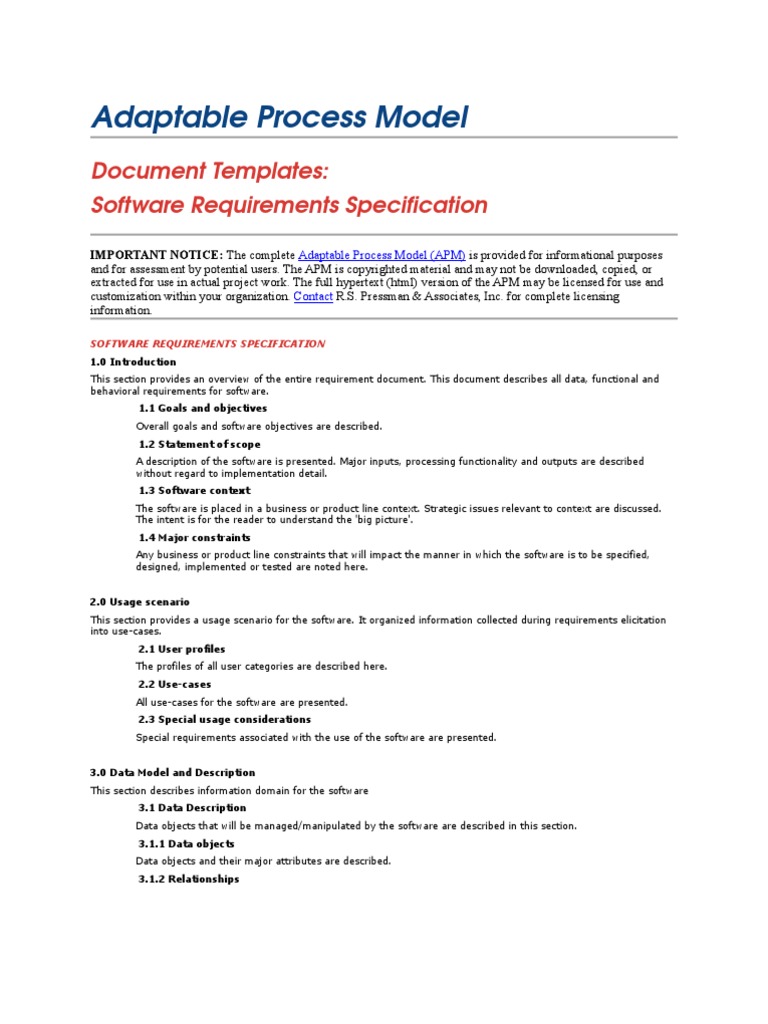 Software Requirements Specification Template | PDF | Specification (Technical Standard ...