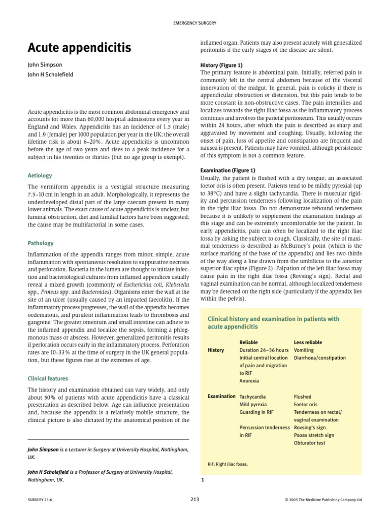 Acute Appendicitis | PDF