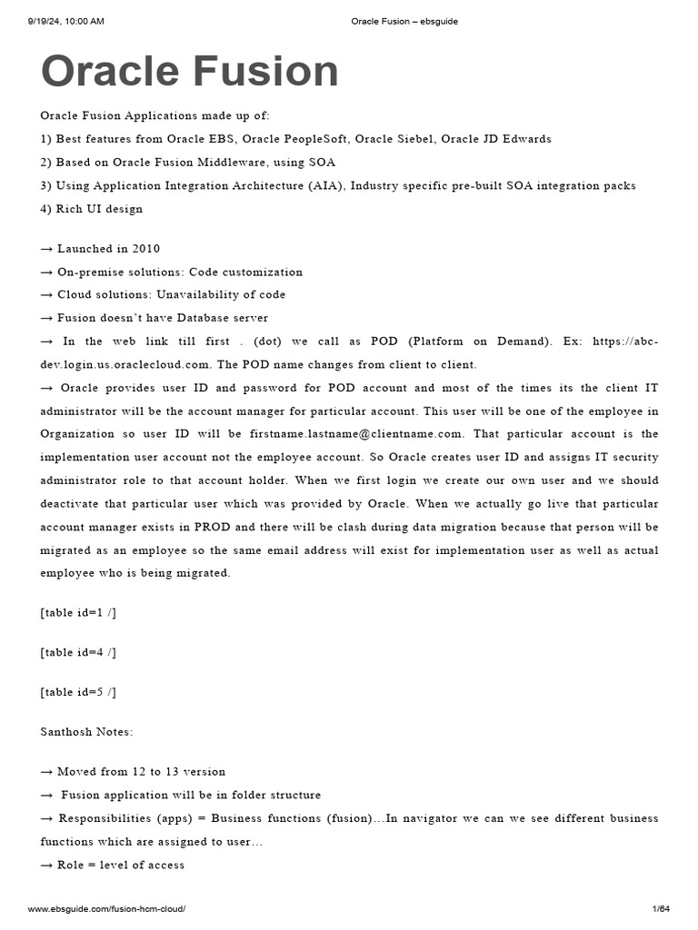 Oracle Fusion - Ebsguide | PDF