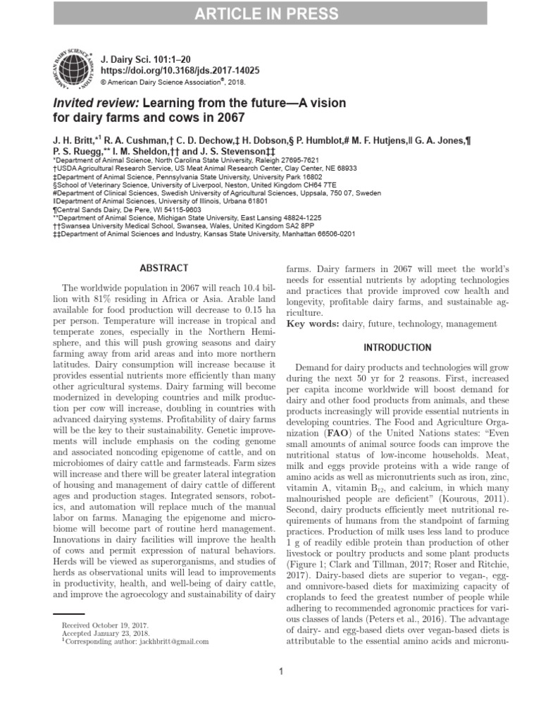 A Vision of Dairy in 2067 | PDF