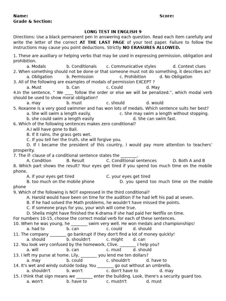 FIRST SUMMATIVE-G9 | PDF