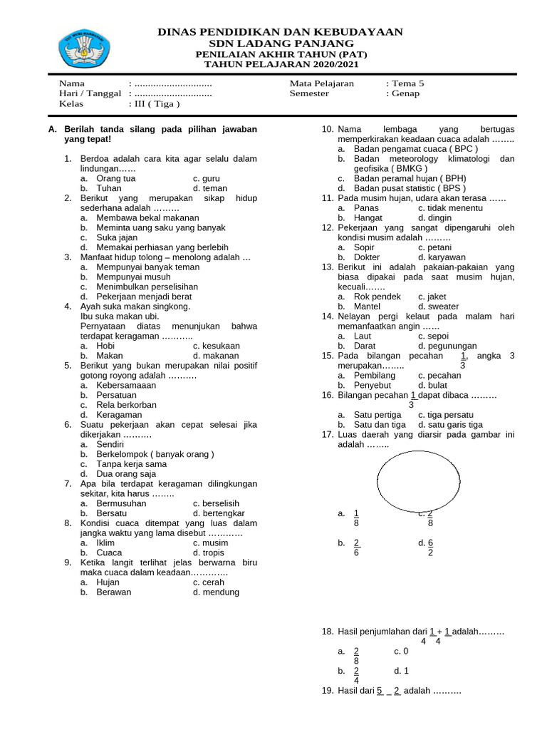 soal PAT KLS 3 | PDF