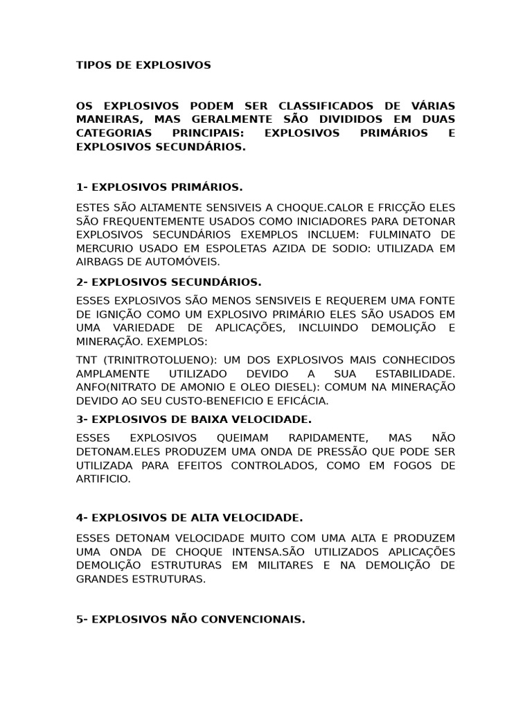 TIPOS DE EXPLOSIVOS | PDF