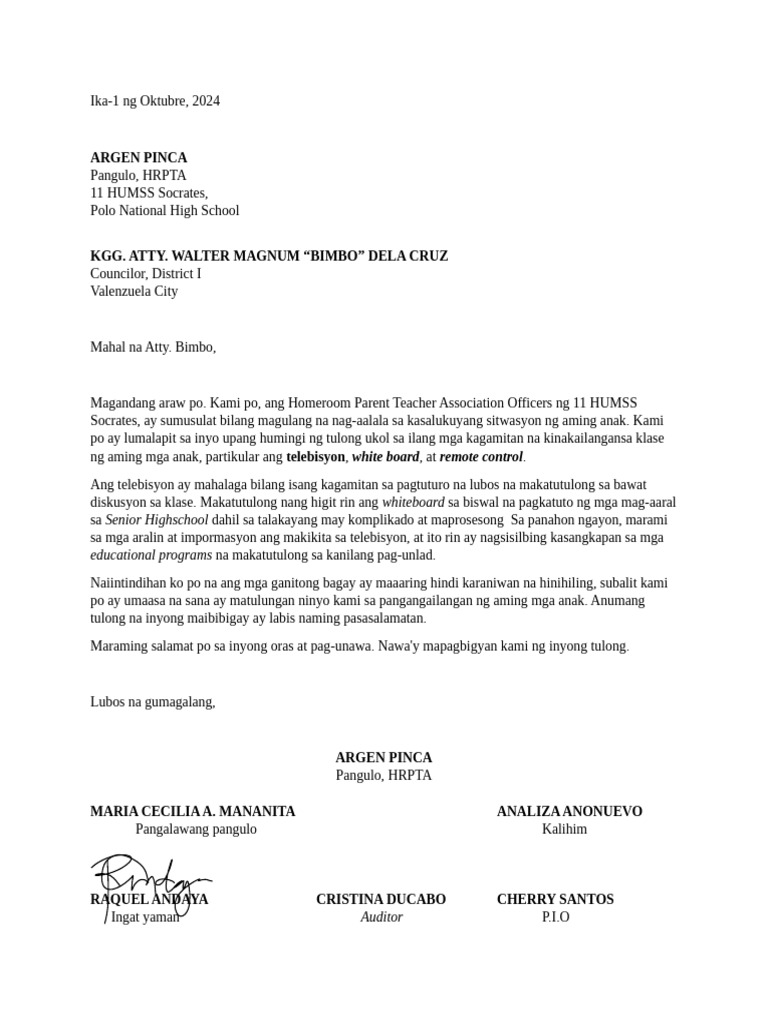 Request Letter HRPTA 93024 | PDF