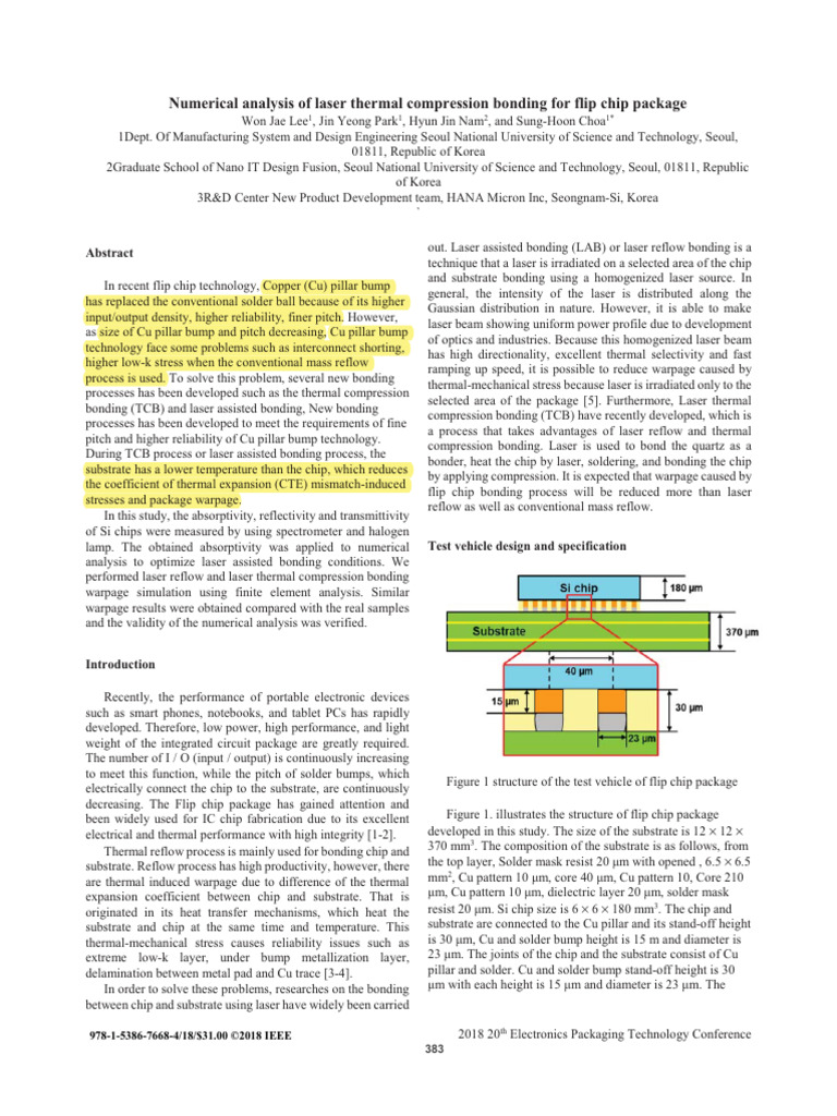 Numerical Analysis of Laser Thermal Compression Bonding For Flip Chip ...