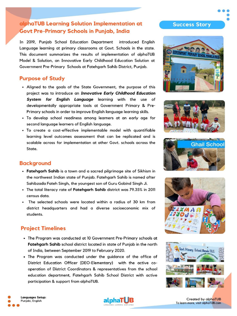 03 Case Study - India - Language Learning Solution at Govt. Schools | PDF