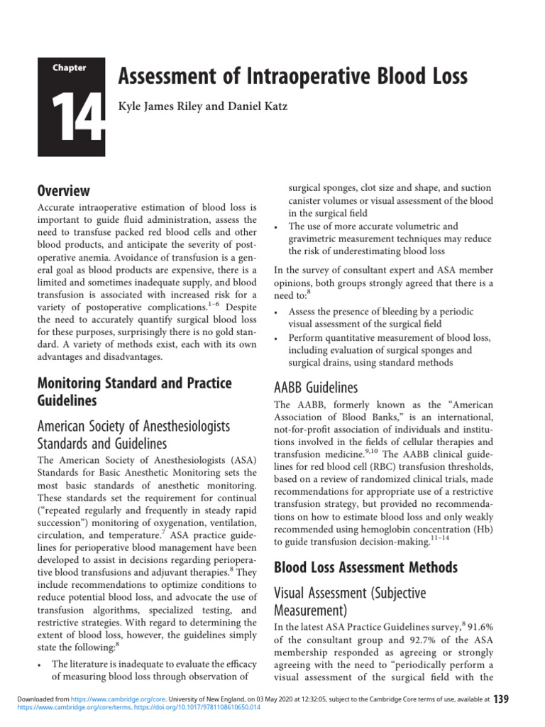 Assessment of Intraoperative Blood Loss | PDF