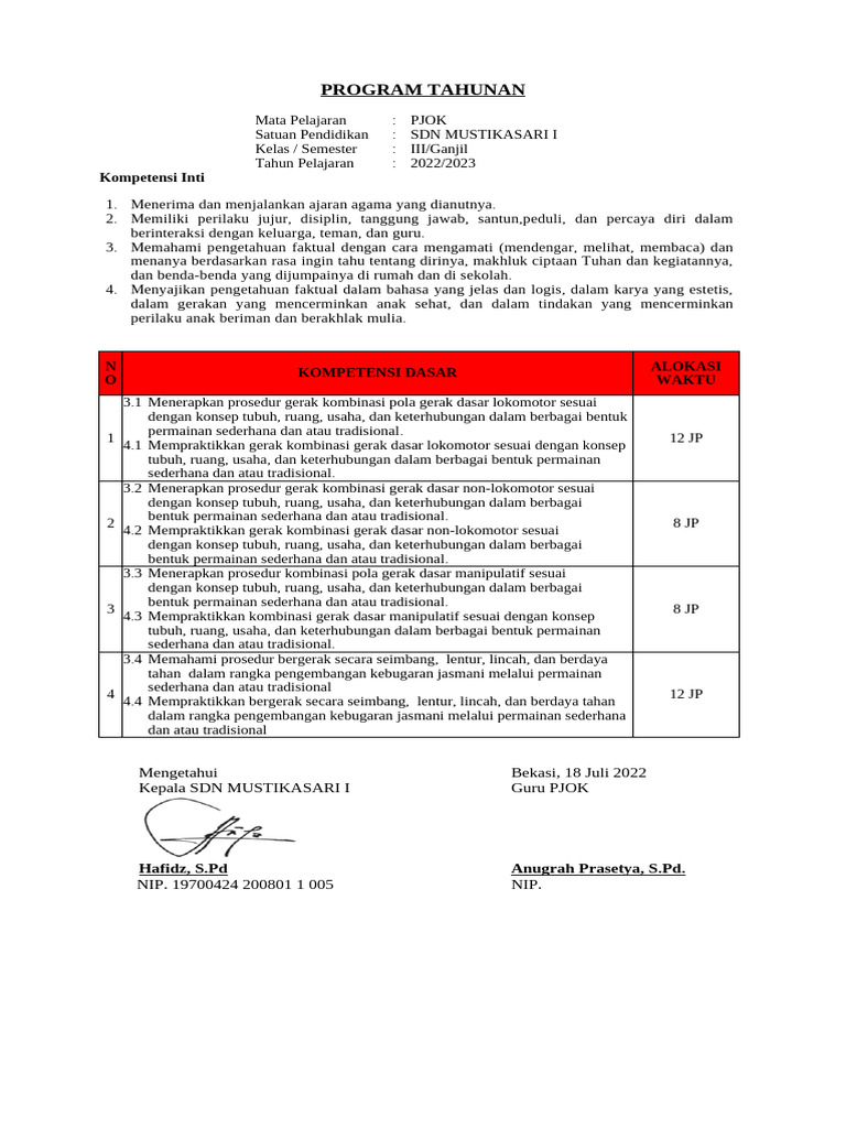 3. Program Tahunan kelas 3 | PDF