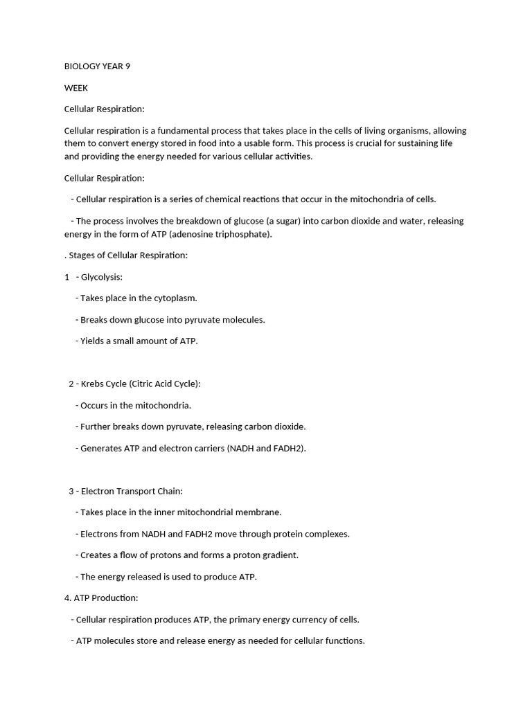 BIOLOGY YEAR 9 note | PDF