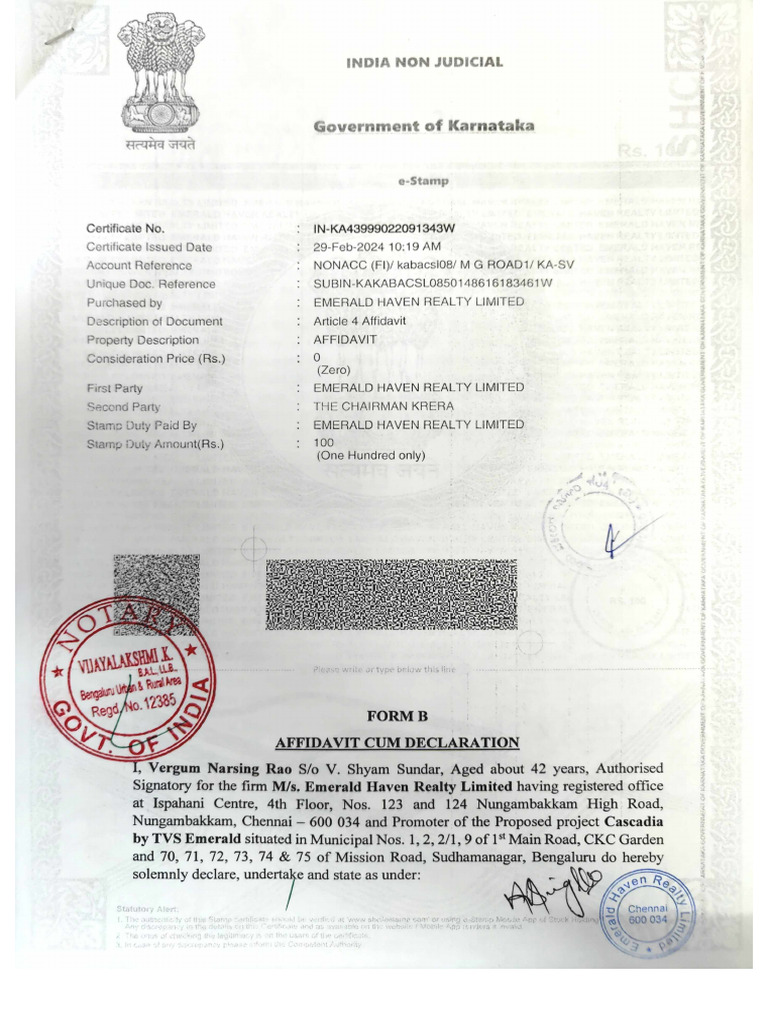 Form B Affidavit Cum Declaration | PDF