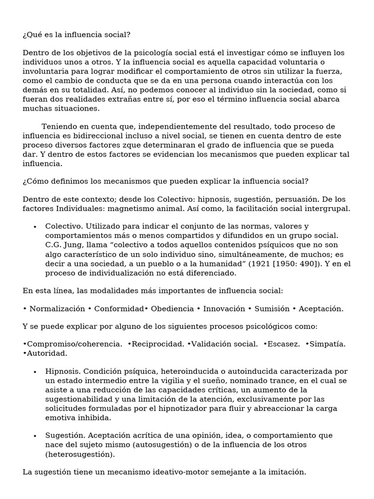 ¿Qué Es La Influencia Social | PDF