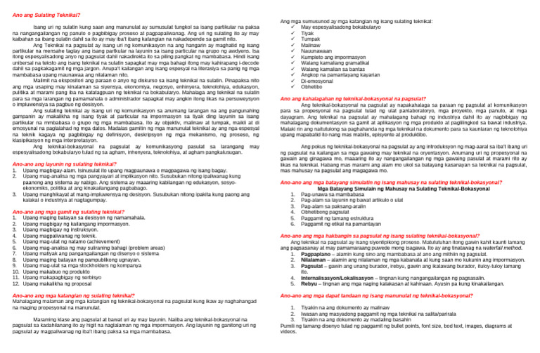 Sulating Teknikal Handouts | PDF