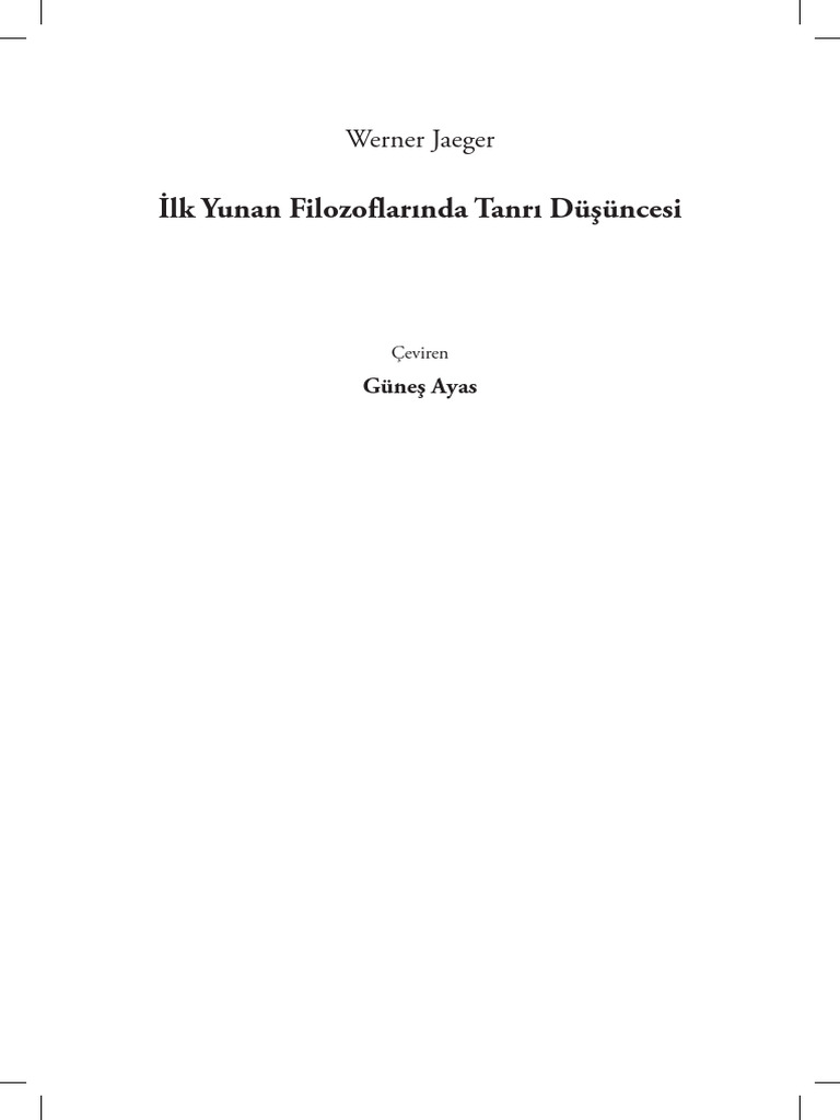 Werner Jaeger Ilk Yunan Filozoflarinda T | PDF