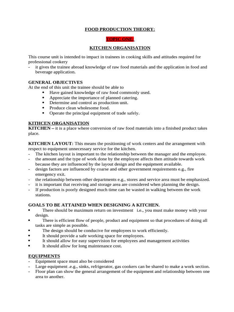 Food Production Notes Module 1 | PDF