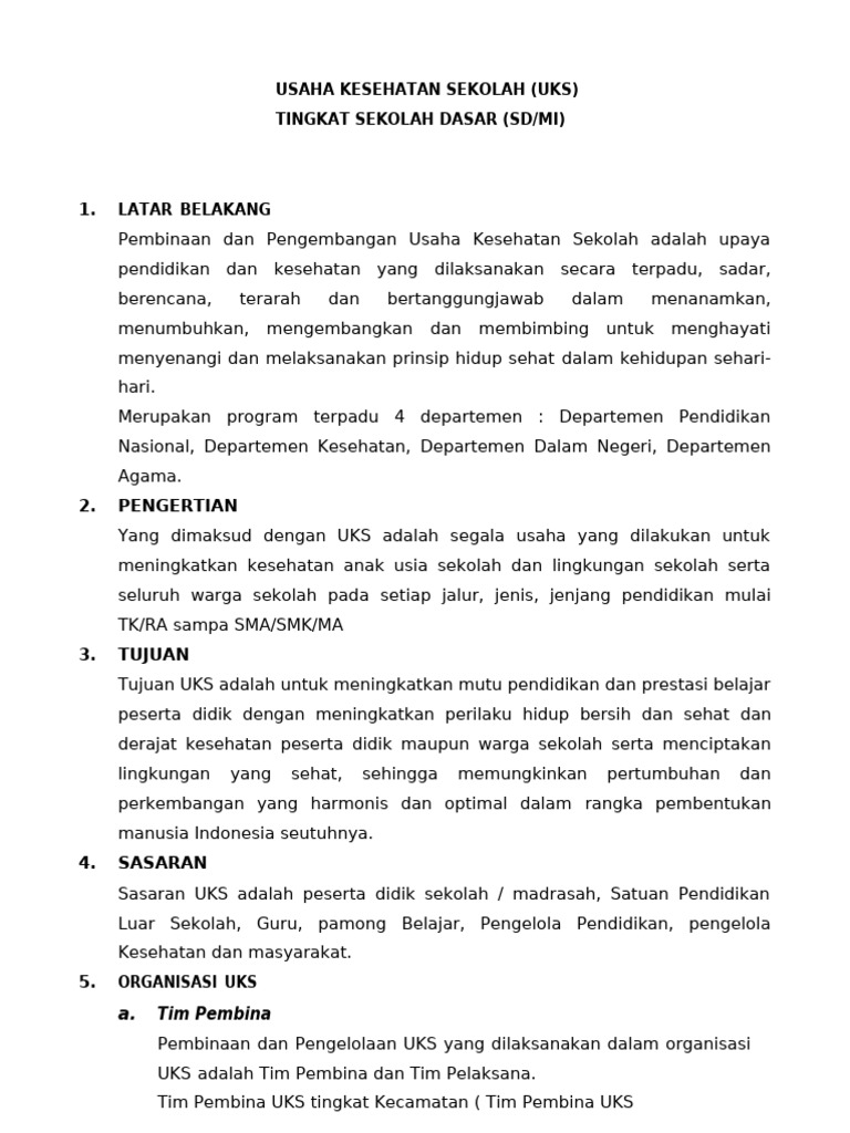 Panduan Pelaksanaan Uks sd2 | PDF