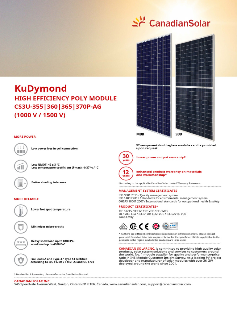 CSI-KuDymond - CS3U-P-AG - High Efficiency - v5.6 - EN - 355-370 | PDF ...
