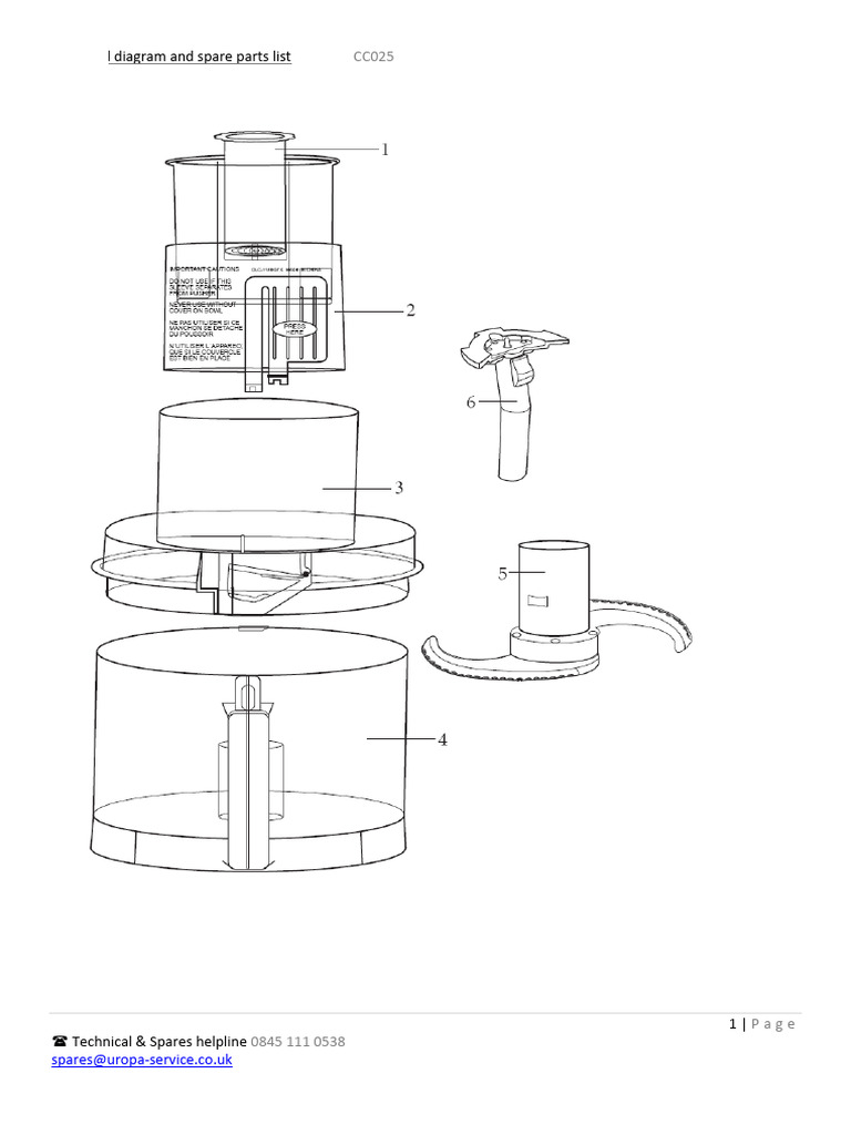Exploded Diagram cc025 | PDF | Food Processor | Food And Drink Preparation
