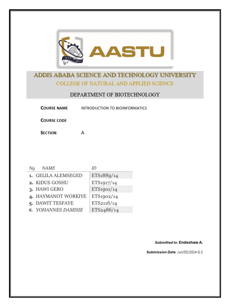 Bioinformatics Lab Assignment Group 3 Pdf Sequence Alignment Science And Mathematics
