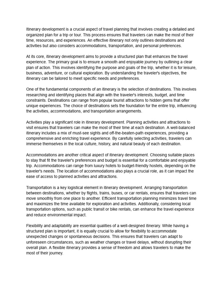 Itinerary Development | PDF