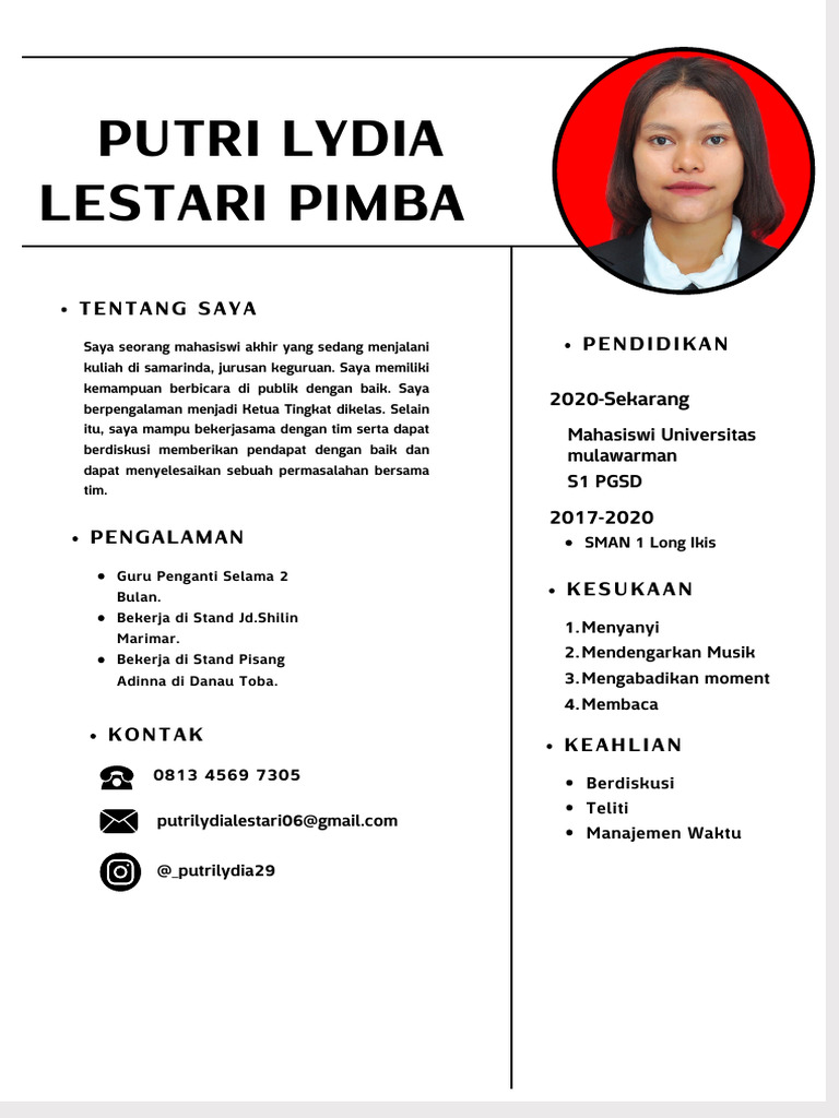 CV - Putri Lydia Lestari Pimba | PDF