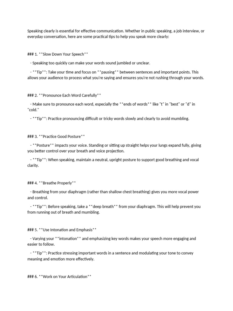 Speaking clearly is essential for effective communication | PDF