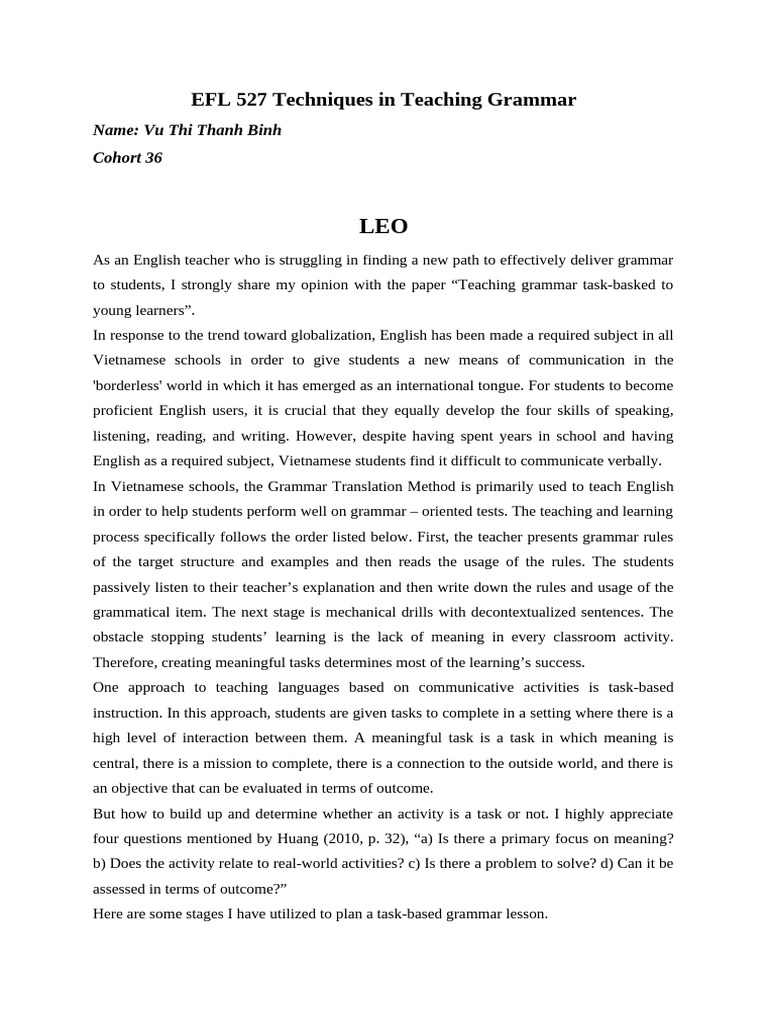 Efl 527 Assignment - Binh | PDF