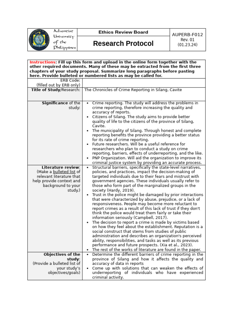 Updated Research Protocol | PDF
