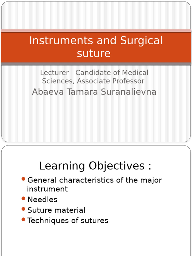 Instruments and Surgical suture-1 | PDF