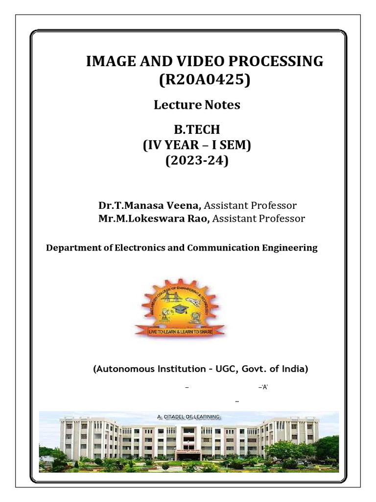 IMAGE AND VIDEO PROCESSING | PDF