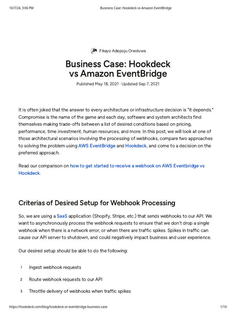 Business Case_ Hookdeck vs Amazon EventBridge | PDF Business Case_ Hookdeck vs Amazon EventBridge | PDF