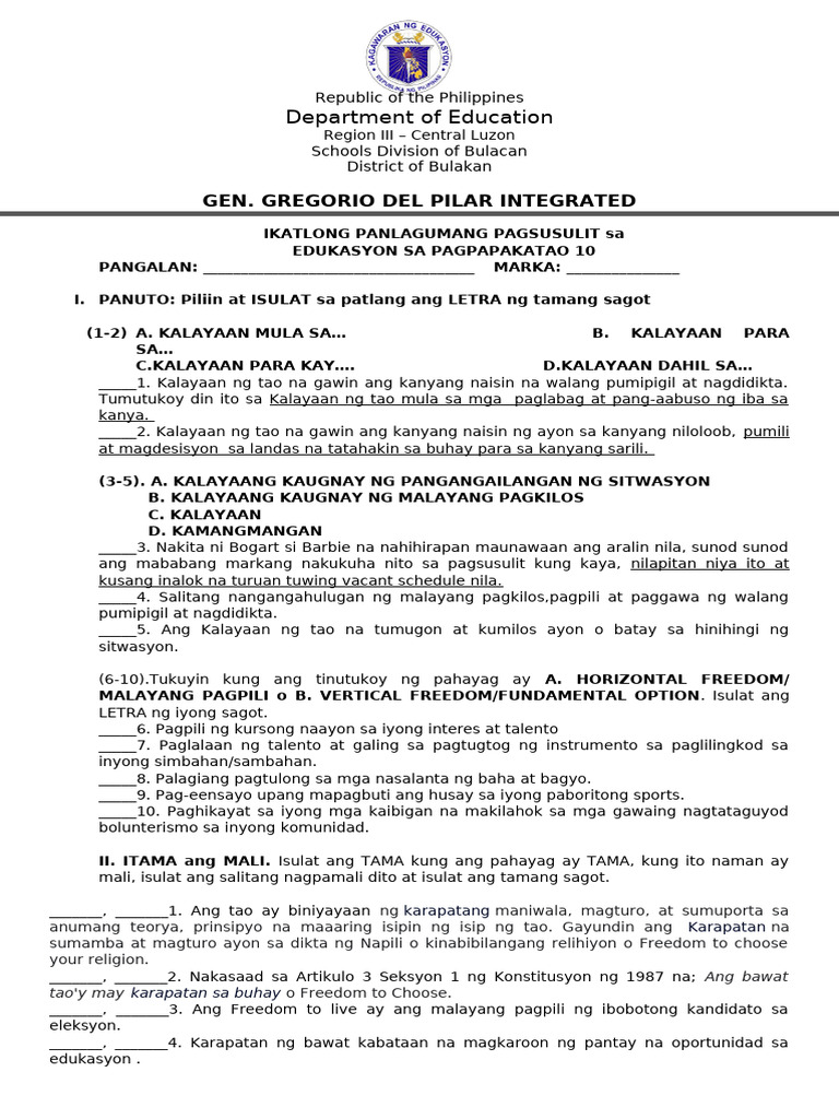 Esp 3rd Summ q1 | PDF