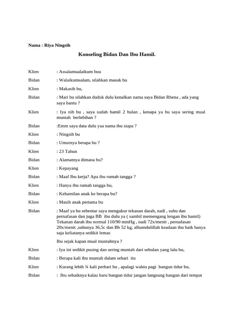 Dialog Konseling Bidan Dan Ibu Hamil | PDF